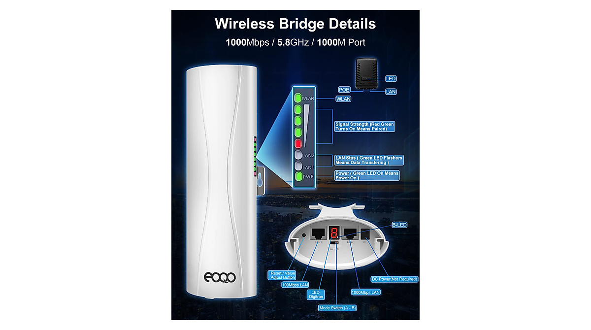 Gigabit Wireless Bridge for Starlink - 1000Mbps Extender