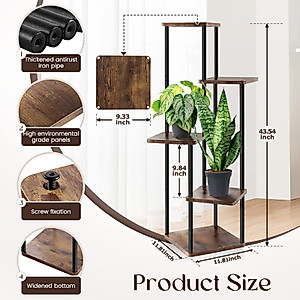 GEEBOBO Plant Stand Indoor, 4 Tier Plant Stand Indoor For Multiple Plants, Multi Tiered Flower Shelf Plants Holder Display Rack Shelving for Patio Garden Balcony Bedroom Living Room