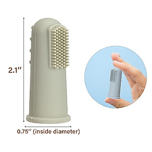 TOPGOMES Baby Finger Toothbrush with Case, Food Grade Silicone, BPA Free, 2-Pack (Sage+Ether)