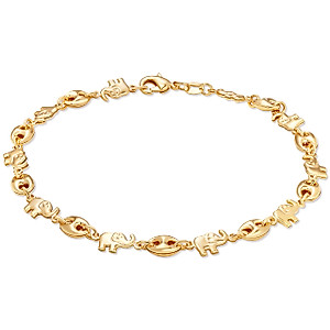 Barzel 18K Gold Plated Elephant Anklet For Women - Made In Brazil (Mariner Elephant)