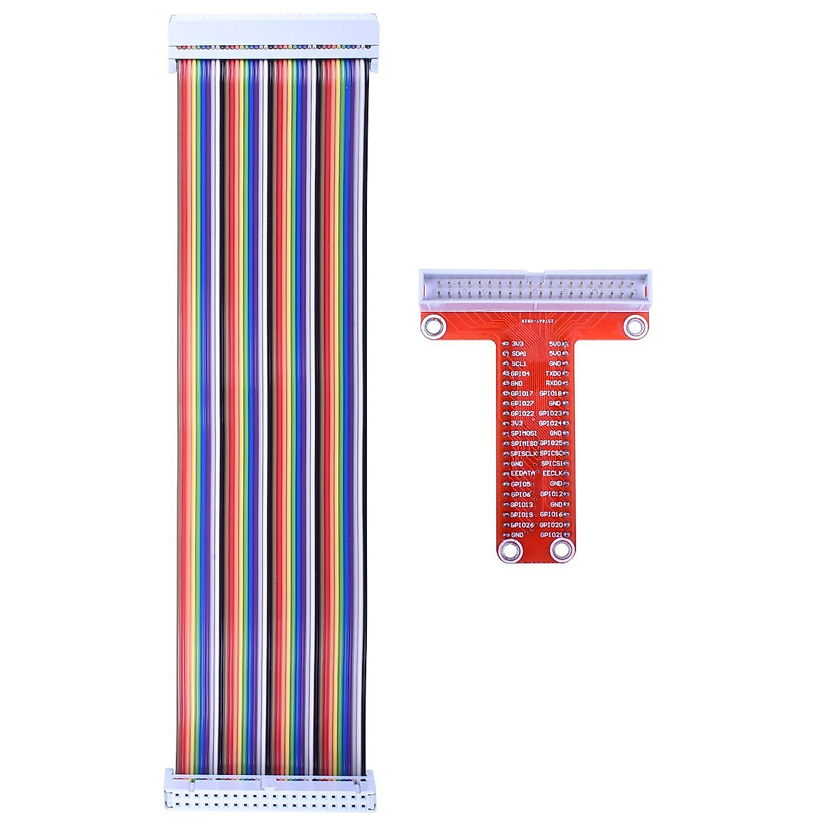 Kuman RPi GPIO Breakout Expansion Board + Ribbon Cable + Assembled T Type GPIO Adapter 20cm FC40 40pin Flat Ribbon Cable for Raspberry Pi 3 2 Model B & B+ SC05