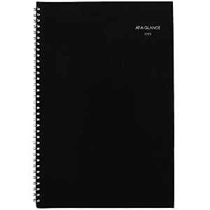 AT-A-GLANCE 2023 Monthly Planner, DayMinder, 8" x 12", Large, Faux Leather, Black (SK200)