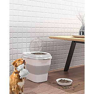 Somkaco Collapsible Food Storage Container with Transparent Lid, Scoop and Wheels, Large food storage for Dog, Cat and Other Pet