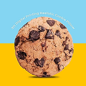 HYSEAS Round Throw Pillow 13.4 Inch Chocolate Cookie, 3D Digital Print Decorative Comfortable Soft Plush Funny Food Shaped Pillow Light Weight Seat Pad Cushion for Couch, Chair, Floor, Sofa