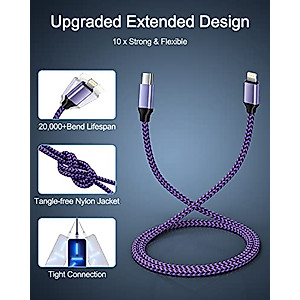 Power Delivery 20W Type USB C Quick Charging Wall Charger Adapter with 3FT Type-C to Lightning Cable for iPhone 14/14 Plus/14Pro/14 Pro Max/13/13Pro/13 Pro Max/12/12Pro/12 Pro Max/11/11 Pro Max-Purple