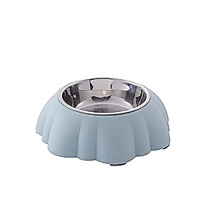 FUUIE Bowls for Food and Water Household Double-Layer Stainless Steel Pet Bowl, Suitable for Cats and Dogs, Strong and Simple to Clean (Color : Blue)