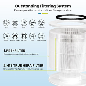 12020 Filter Replacement Compatible with Clorox Tabletop Air Purifier model # 11020 and Clorox Tabletop Smart Air Purifier model # 11021, 12020 H13 True HEPA Filter with 200 Sq. Ft. Capacity, 2 Pack