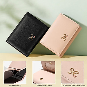 Sunwel Fashion Girls Cute Wallet Coquette Bow Wallet Small Wallet Slim Credit Card Holder ID Window for Women (PINK)