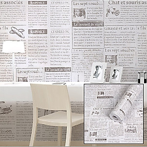 Yifely Old Fashion Newspaper Furniture Paper Adhesive Shelf Liner Locker Sticker 17.7 Inch by 9.8 Feet