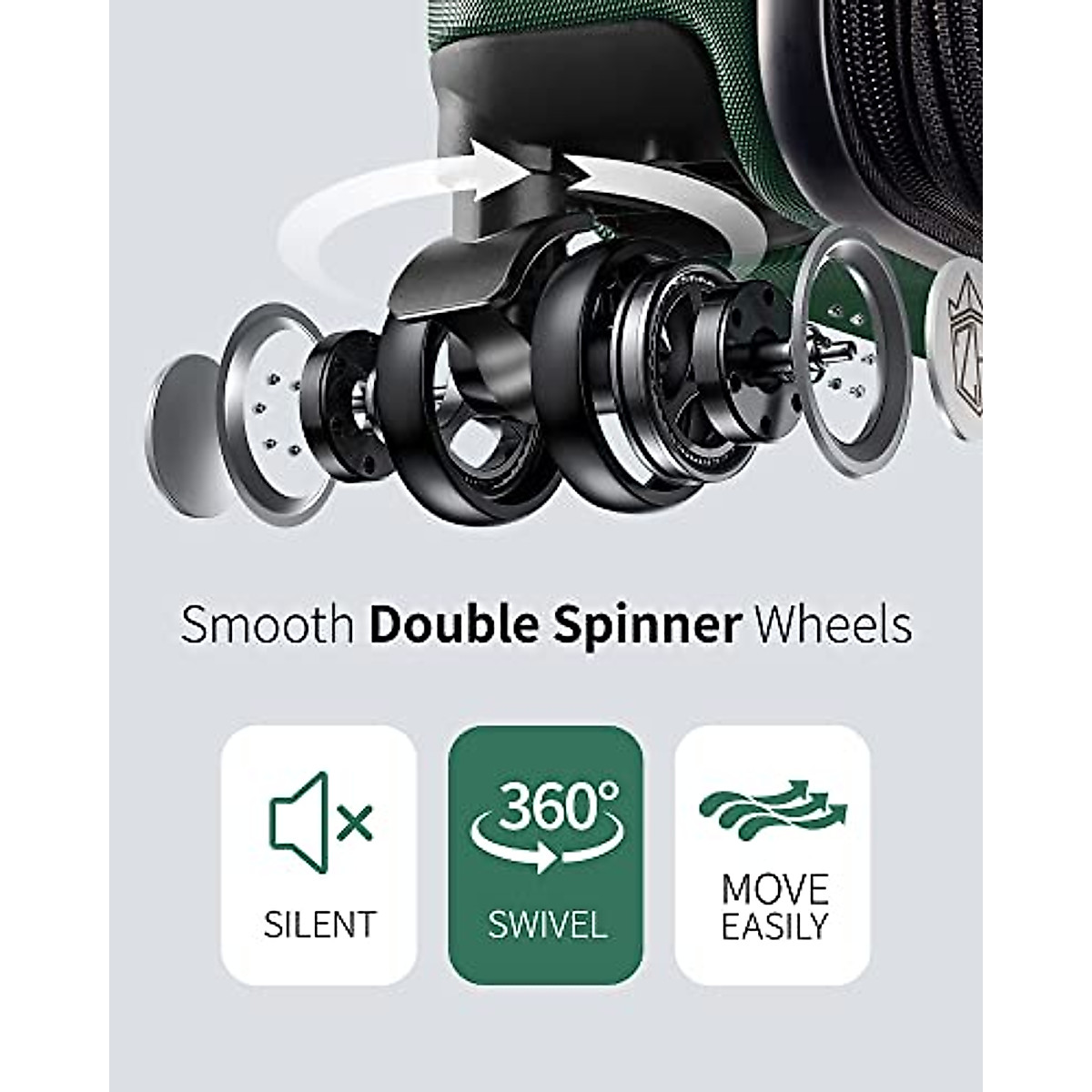 Zitahli Luggage, Expandable Suitcase Checked Luggage, Hardside Luggage with TSA Lock Spinner Wheels YKK zippers, 28in (Dark Green)