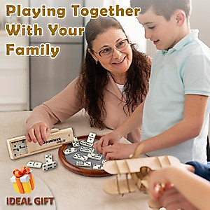 Smilejoy Dominoes Set for Adults, Domino Set for Classic Board Games,Double 6 Domino Game Set 28 Pieces with Wood Case (2 Players)