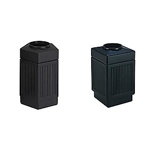 Safco Products Canmeleon Outdoor/Indoor Open Top Pentagon Trash Can, Black, 30-Gallon & Safco Products Canmeleon Outdoor/Indoor Recessed Panel Trash Can 9475BL, Black,38-Gallon