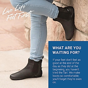 Xero Shoes Tari Women's Ankle Boots — Lightweight, Zero-Drop Heel, Leather Chelsea Boots for Women — Slip-on Women's Booties — Black, Size 8