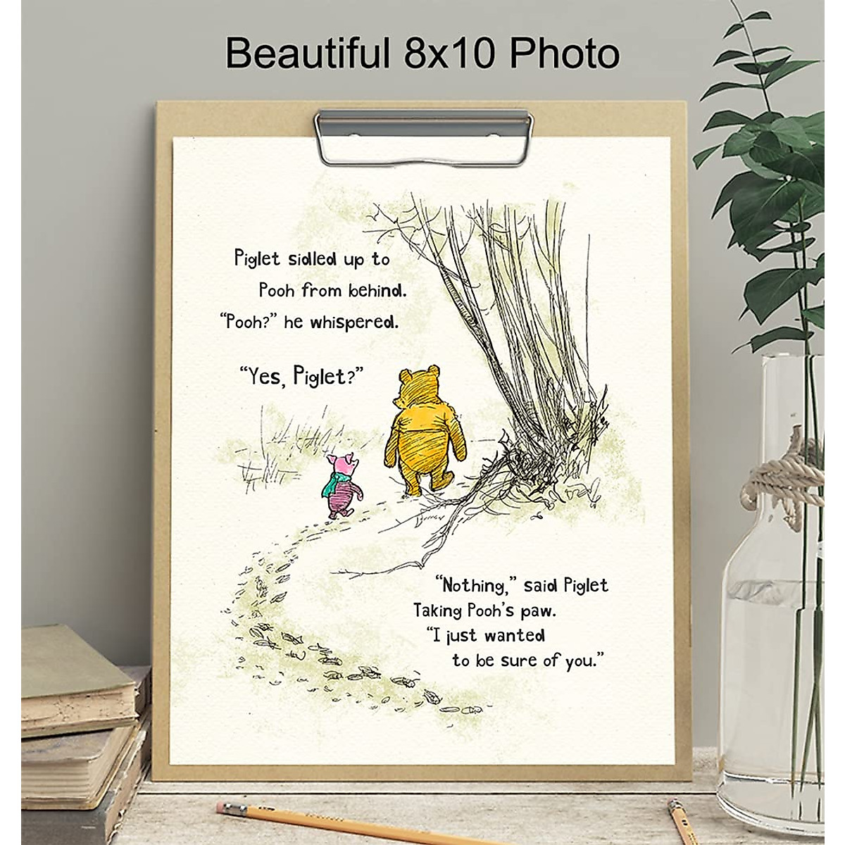 Winnie Wall Art & Decor - Pooh Kids Wall Art - Girls Bedroom Decor - Little Boys Room Decor - Baby Nursery Decor - Wall Decor for Toddlers - Inspirational Positive Quotes A. A. Milne Poster 8x10