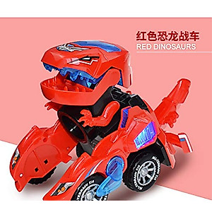 davidamy's gift Transforming Toy Dinosaur Cars, Dinosaur Car w/LED Light Sound, Aumatic Transformation Dinosaur Kids Toy (Red)