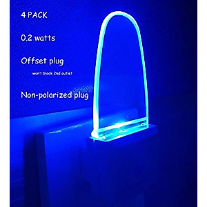 4 Pack Night Light Lamp with Dusk to Dawn Sensor, Plug in, Blue Led Night Light