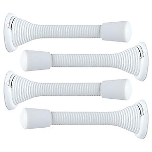 uxcell Door Stopper, 4 Pack Door Stop Wall, Rust Resistant, Noise Cancellation, 3" Spring Door Stoppers, Protect Doors White