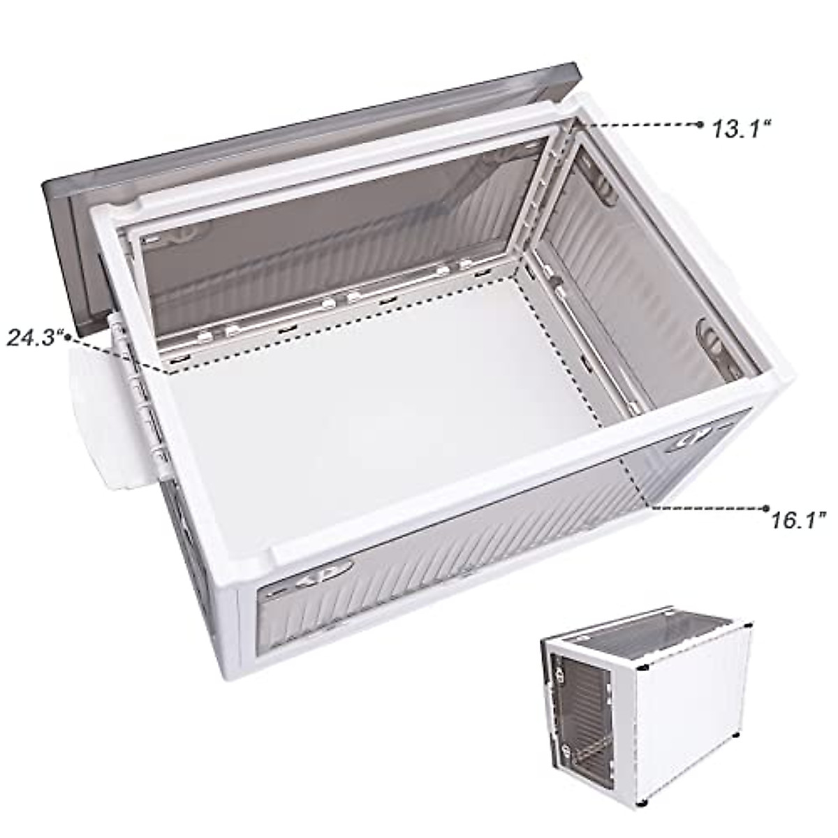 haomsj Collapsible Storage Bins with Lids, Five-door Plastic Folding Storage Box, Stackable Storage Bins with Wheels, Plastic Organization Cube Box for Home & Office Organization (100 Quarts)