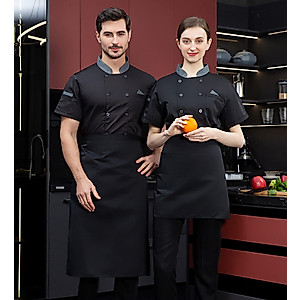 Unisex Double-breasted Chef Coat Back Full Mesh Lightweight Chef Jacket Color Stitching Chef Uniform