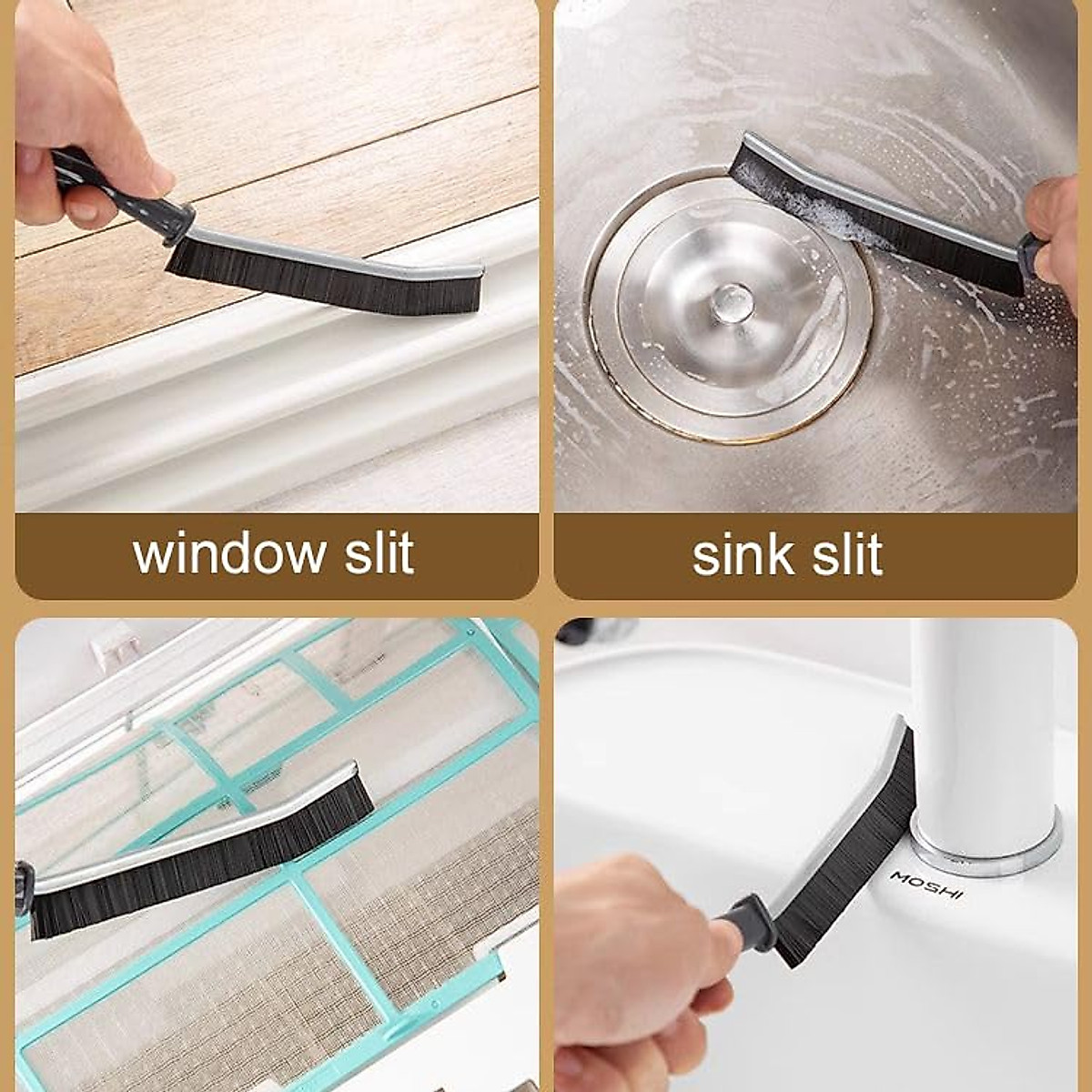 3PCS Gap Cleaning Brush, Bathroom Crevice Gaps Cleaning Brush, Multifunctional Window Slots, and Brushes,for Bathroom Kitchen Tiles Window Slots