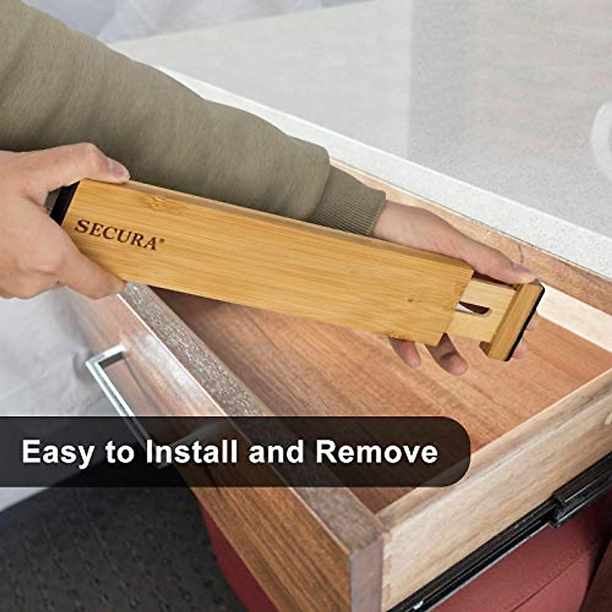 Secura 𝗕𝗮𝗺𝗯𝗼𝗼 𝗗𝗿𝗮𝘄𝗲𝗿 𝗗𝗶𝘃𝗶𝗱𝗲𝗿𝘀 𝗢𝗿𝗴𝗮𝗻𝗶𝘇𝗲𝗿 4-Pack, 𝗔𝗱𝗷𝘂𝘀𝘁𝗮𝗯𝗹𝗲 Drawer Separators Expandable from 12.0-17.1 inches for Kitchen, Office, Bathroom, Closet, Dresser