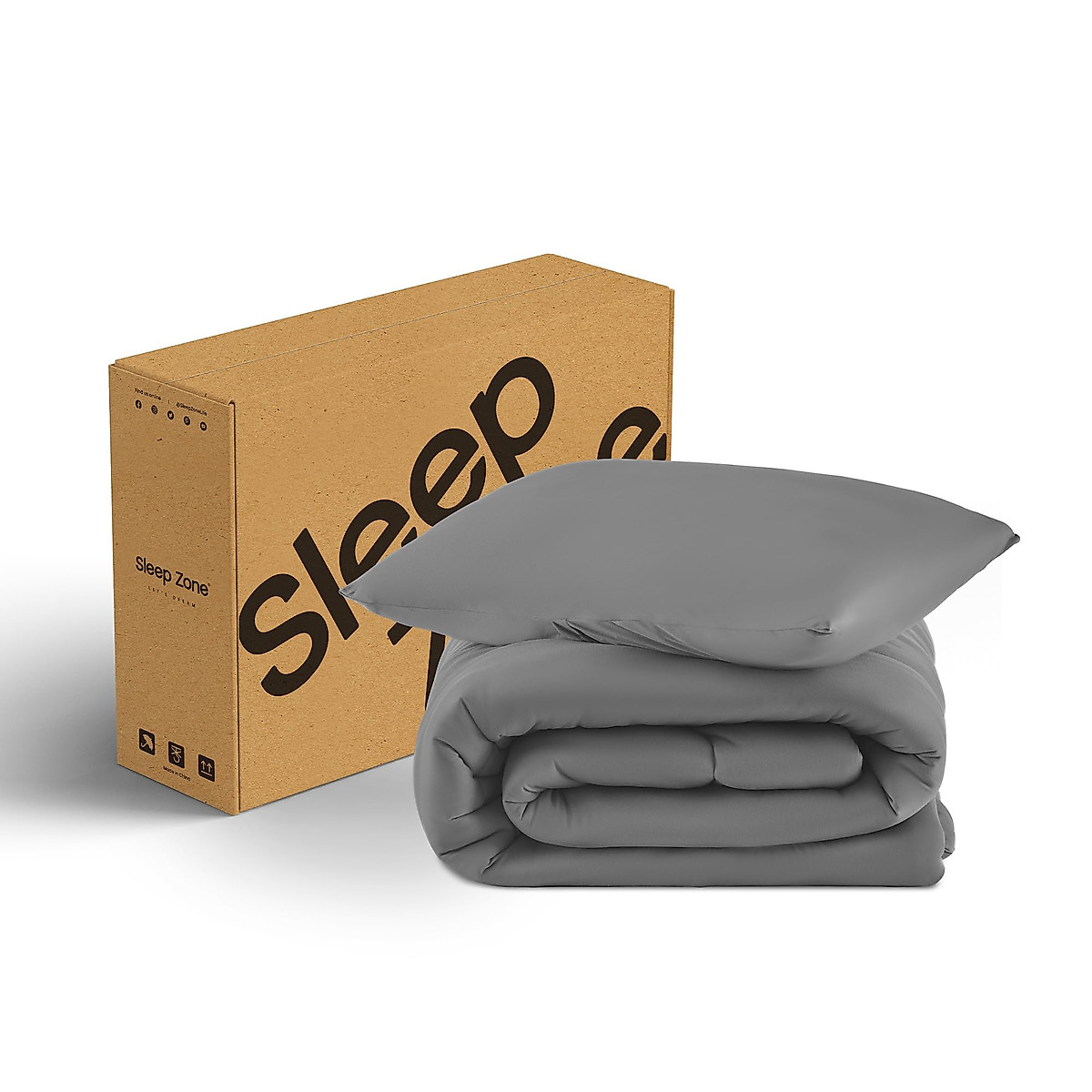 SLEEP ZONE Jersey Knit 2 Pieces Comforter Set, Twin/Twin XL Bedding Set for Kids, Children, College Dorm, Breathable and and Fluffy, All Season use (Grey, Twin/Twin XL)