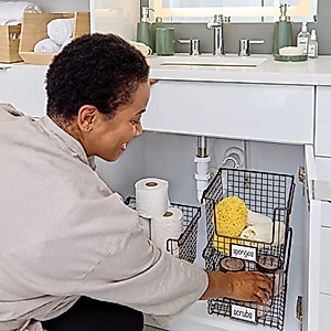 iDesign Classico Storage Basket with Handles for Pantry, Kitchen, Bathroom, Countertop, and Desk Organization, 12" x 10" x 7.75", Stackable-Large