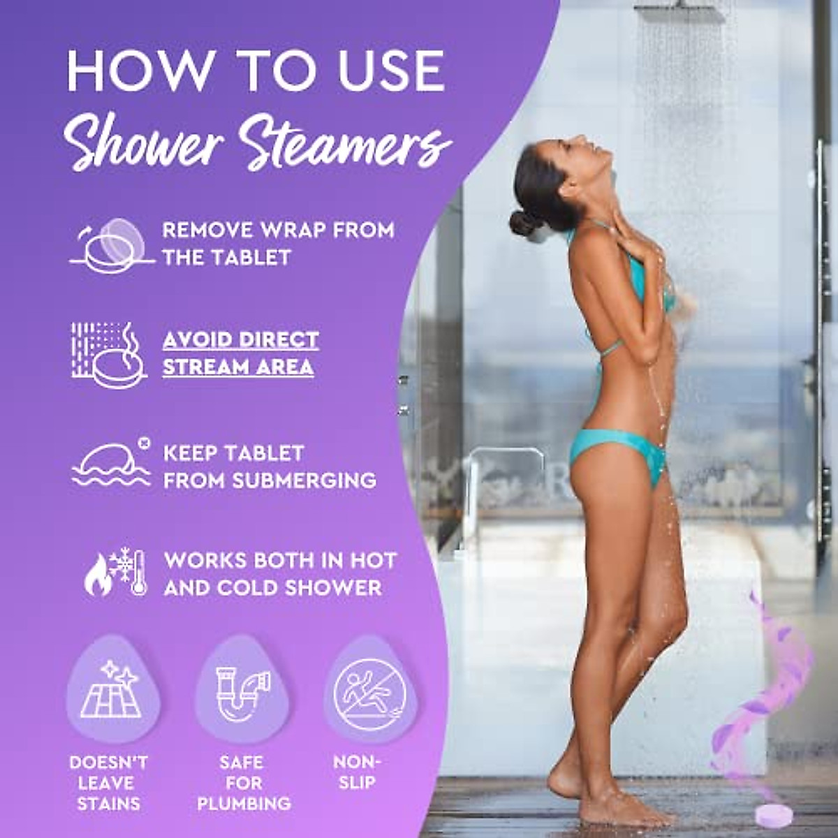 Cleverfy Shower Steamers Aromatherapy - Variety Pack of 6 Shower Bombs with Essential Oils. Self Care and Relaxation Birthday Gifts for Women and Men. Purple Set