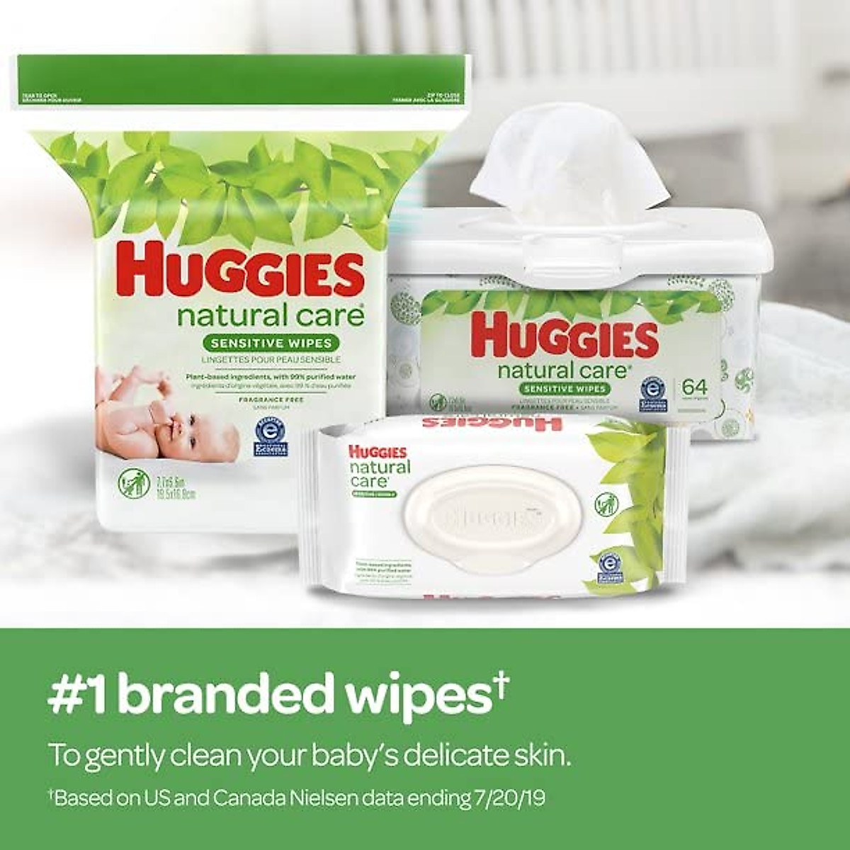 Huggies Bundle - 12 Pack of Natural Care Unscented Baby Travel Wipes 16ct. Each