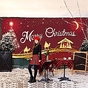 Roetyce Merry Christmas Garage Door Decorations, Extra Large Christmas Red Jesus Garage Door Banner Backdrop, Xmas Christmas Outdoor Party Supply Photography Background Sign Poster Decorations 6x13FT