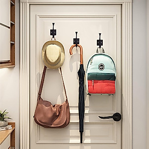 ZAUYX Large Wall Hooks 5 Pack Matte Black Coat Hooks Hardware Towel Hooks for Hanging Coats 4.35 Inch Double Robe Hooks Wall Mounted with Screws for Key, Towel, Bags, Cup, Hat