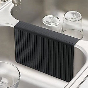 Bligli Silicone Sink Saddle, Large and Durable Sink Divider Mat with No Suction Cups, Kitchen Divided Sink Protector Mat for Glassware Dishes, Easy to Clean and No Smell, 11.8" x 18" (Black)