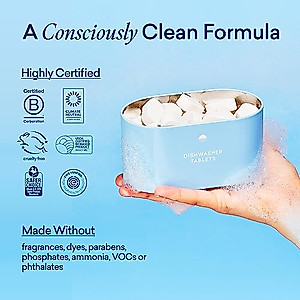 BLUELAND Dishwasher Detergent Tablet Starter Set - Unscented Plastic-Free & Eco Friendly Alternative to Liquid Pods or Sheets - Natural, Sustainable - 60 Washes