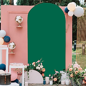 FOTSHARER Wedding Arch Cover 6FT Emerald Green Arch Cover Bakcdrop Fabric Chiara Arch Backdrop Cover for Balloon Party Arch Covers Stretchy Backdrop Round Top Arch Stand Cover for Birthday Decorations