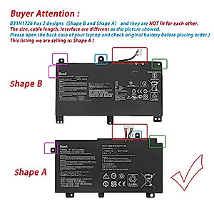 ASODI B31N1726 48Wh Laptop Battery Replacement for Asus FX80 FX86 TUF FX504 FX504GE FX504GM FX505 FX505DT FX505DY FX505GE FX505GD FX505GM A15 FA506IU A17 FA706II B31BNEH B31BN91 A41LK9H (Shape-A)