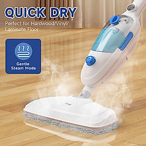 Steam Mop for Hardwood Floor Cleaning, Floor Steamer Cleaner Lightweight for Vinyl, Laminate, Carpet, Tile Hard Floors w/Adjustable Steam Modes & Height, 23ft Cord, 2 Washable Pad