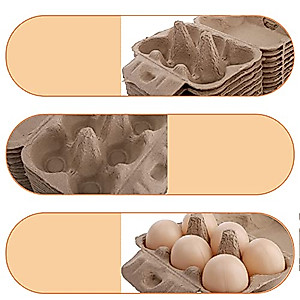 Lawei 20 Pack Empty Egg Cartons - 6 Cell Pulp Fiber Egg Tray Holder Egg Storage Containers for Family, Farm, Market, Camping, Picnic, Travel