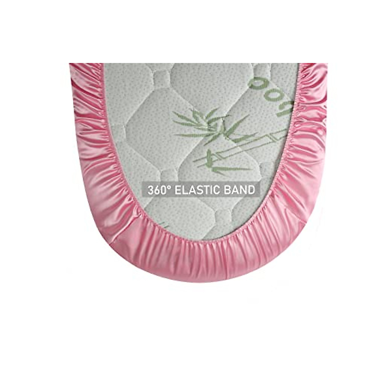 Satin Bassinet Sheet Set 2 Pack Ultra Soft Silk Fit for Rectangle, Hourglass, Oval Bassinet Mattress Protect for Baby Hair and Skin Cradle or Bassinet Sheets, Pink & White