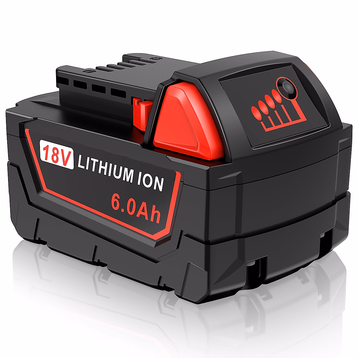 18V 6.0AH Capacity Battery - Replacement for M18 Battery Compatible with Milwaukee Battery Tools and Charger 48-11-1850 48-11-1852 48-11-1850R 5.0Ah 48-11-1840 4.0Ah 48-11-1828 3.0Ah 48-11-1820