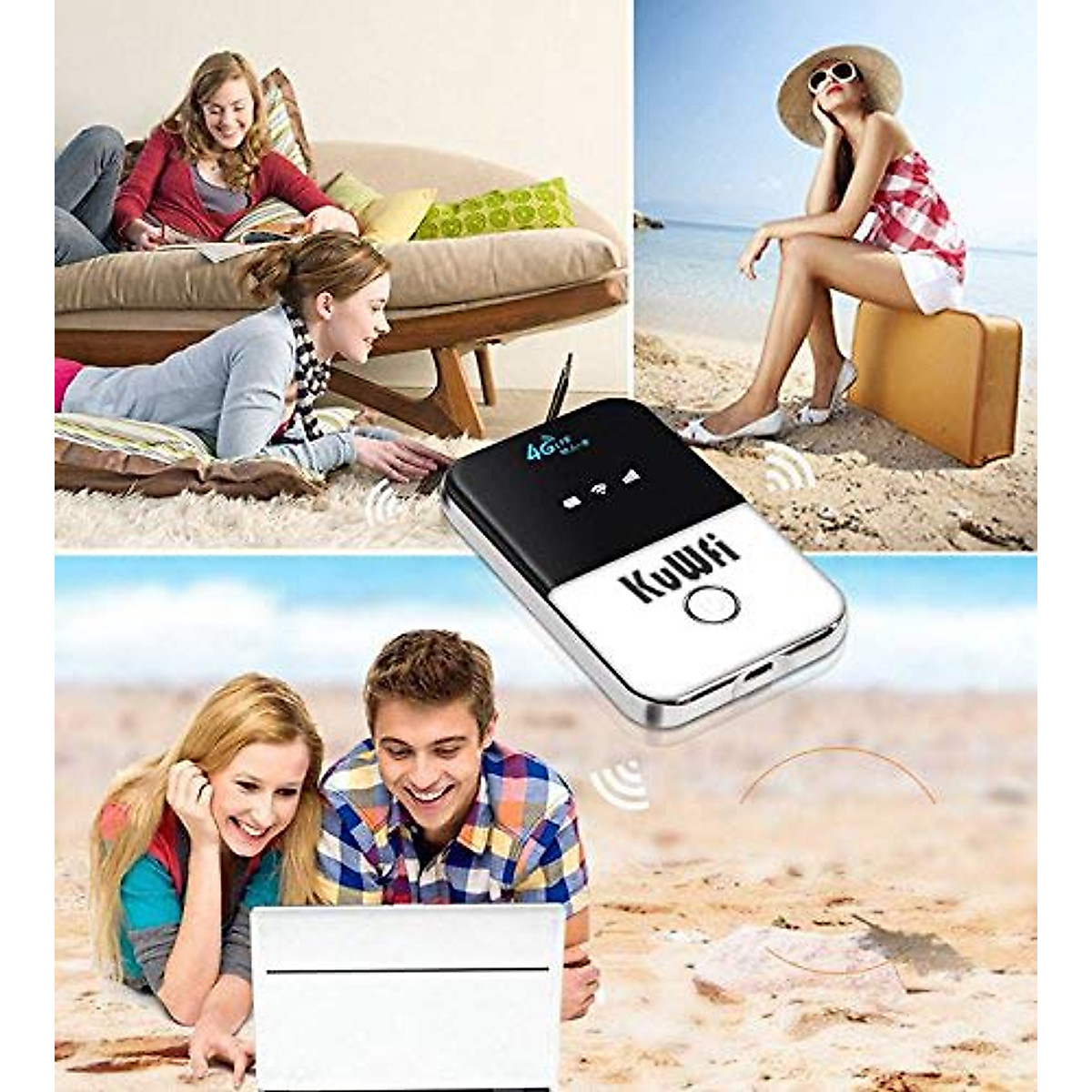 KuWFi 4G LTE Mobile WiFi Hotspot Unlocked Travel Partner Wireless 4G Router with SIM Card Slot Support B1/B3/B5/B7/B8/B20 in Europe Caribbean South America Africa