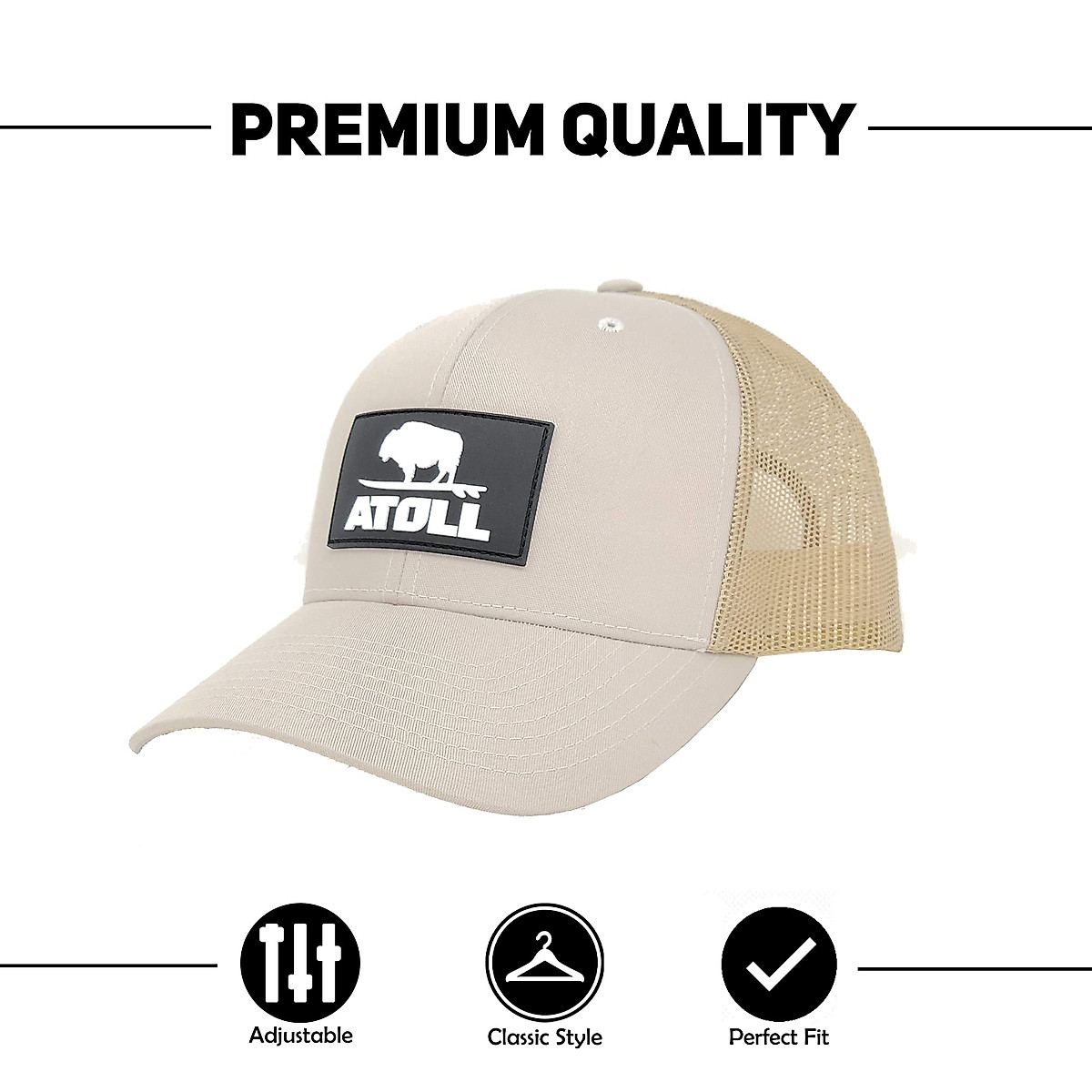 Atoll Trucker Hats Baseball Caps | 7 Hole Snapback Closure, Adjustable Strap, Breathable - One Size Fits Most SUP Co