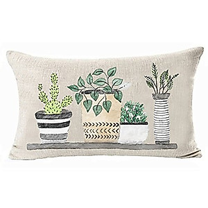ASTIHN Quote Cactus Succulent Plants Potted Plants Cotton Linen Throw Pillow Cover Cushion Case Home Office Decorative Rectangle 12 X 20 inches