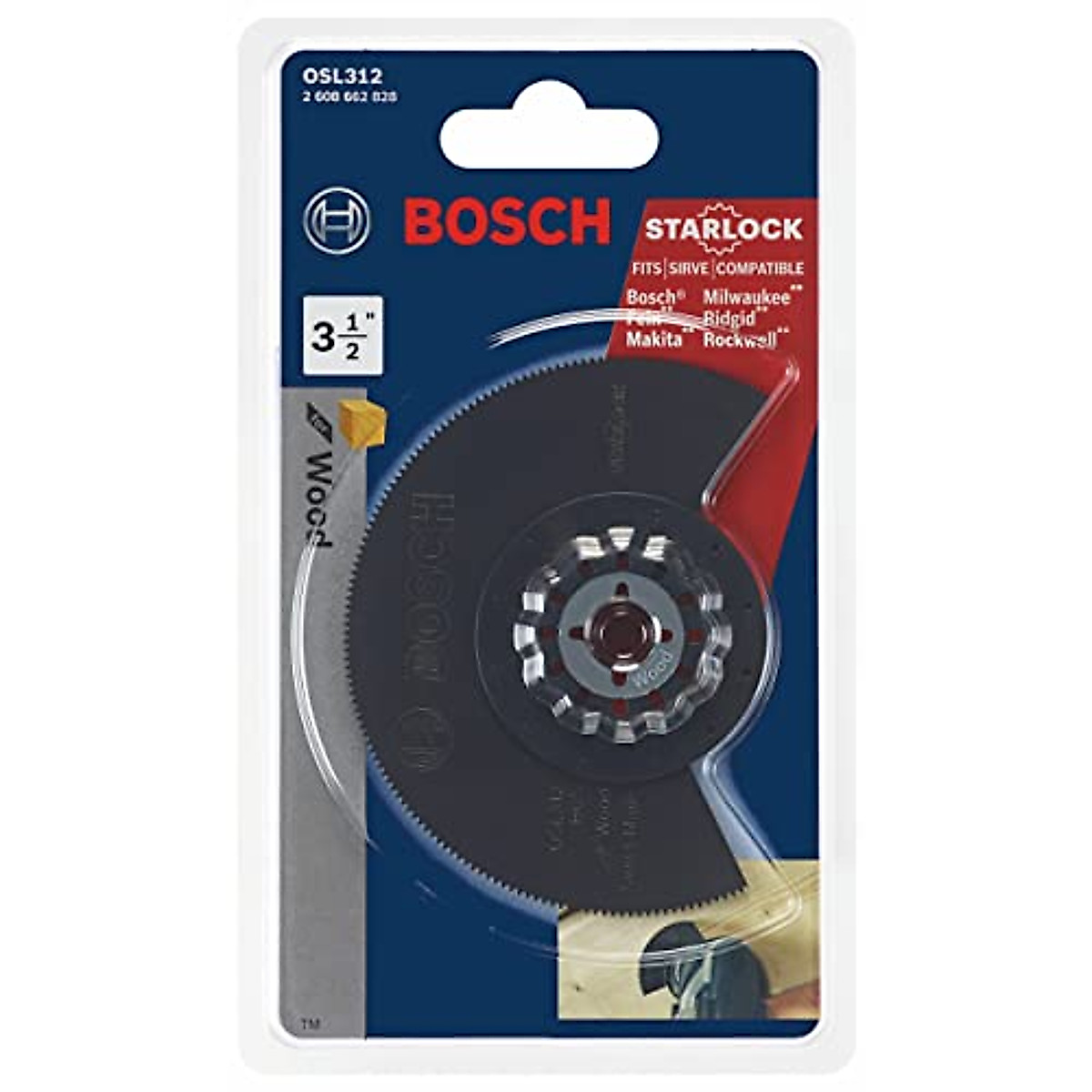 BOSCH OSL312 1-Piece 3-1/2 In. Starlock Oscillating Multi Tool Wood High-Carbon Steel Segmented Saw Blade for General-Purpose Application in Wood
