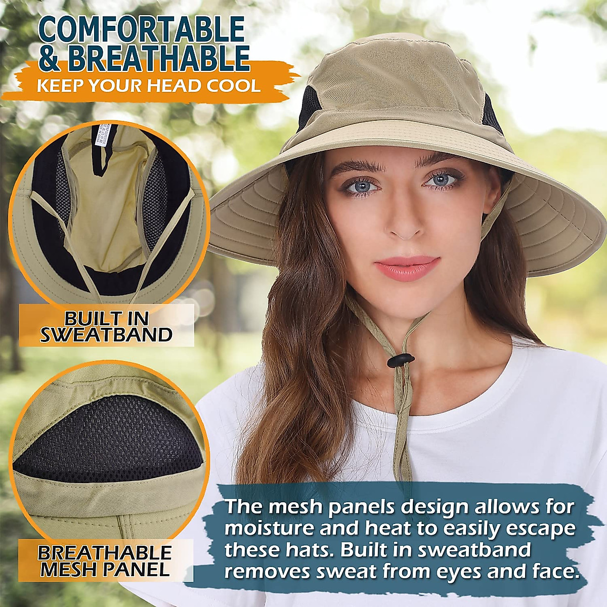 EINSKEY Unisex Sun Hat, Waterproof Wide Brim Bucket Hat Packable Boonie Hat for Fishing Hiking Gardening Safari Beach