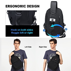 Gooday Small Sling Shoulder Bag Travel Crossbody Backpack for Men, Nylon Waterproof Lightweight Chest Bag