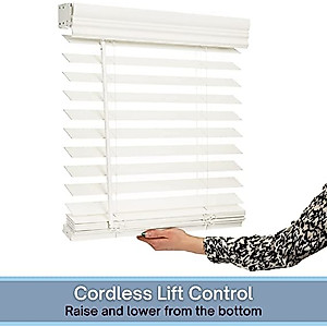 LOTUS & WINDOWARE Cordless 2-inchFaux Wood Blind 11" Wide x 72" Long,(Soft White-Antique White),Smooth, Room Darkening, Horizontal Blinds for Living Room, Bedroom, Interior Door Windows