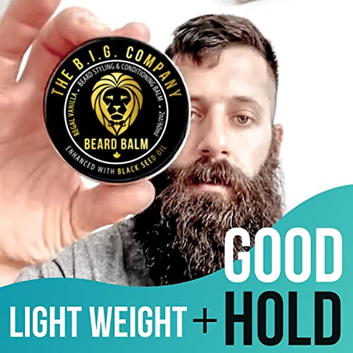 B.I.G. Company Beard Balm for Men - Light Weight Beard Wax with Good Hold, Styling, Control and Deep Conditioning of Beard Hair - Promotes Natural Beard Growth