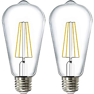 Sunco 2 Pack Dusk to Dawn Light Bulbs LED Edison 2700K Soft White, CRI90 7W Equivalent 60W, Vintage Style ST64 Extra Bright Automatic Bulb, 800 Lumens, E26 Base, Light Sensing Outdoor UL