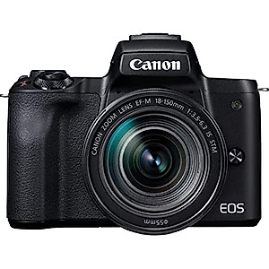 Canon EOS M50 Mark II Mirrorless Camera with EF-M 18-150mm is STM Lens (4728C001) + 64GB Card + Card Reader + Case + Flex Tripod + Hand Strap + Cap Keeper + Memory Wallet + Cleaning Kit (Renewed)