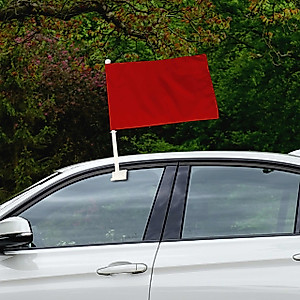 Solid Red Car Window Clip Flag Fade Resistant Vehicle for Patriotic, Sports Events, Parades - Premium - Double Side Printing (Pack of 100)